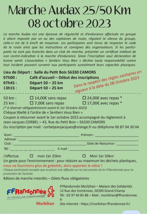 TMS - Marche audax 50 ou 25 km à camors - CAMORS (56) - Dimanche 08 ...